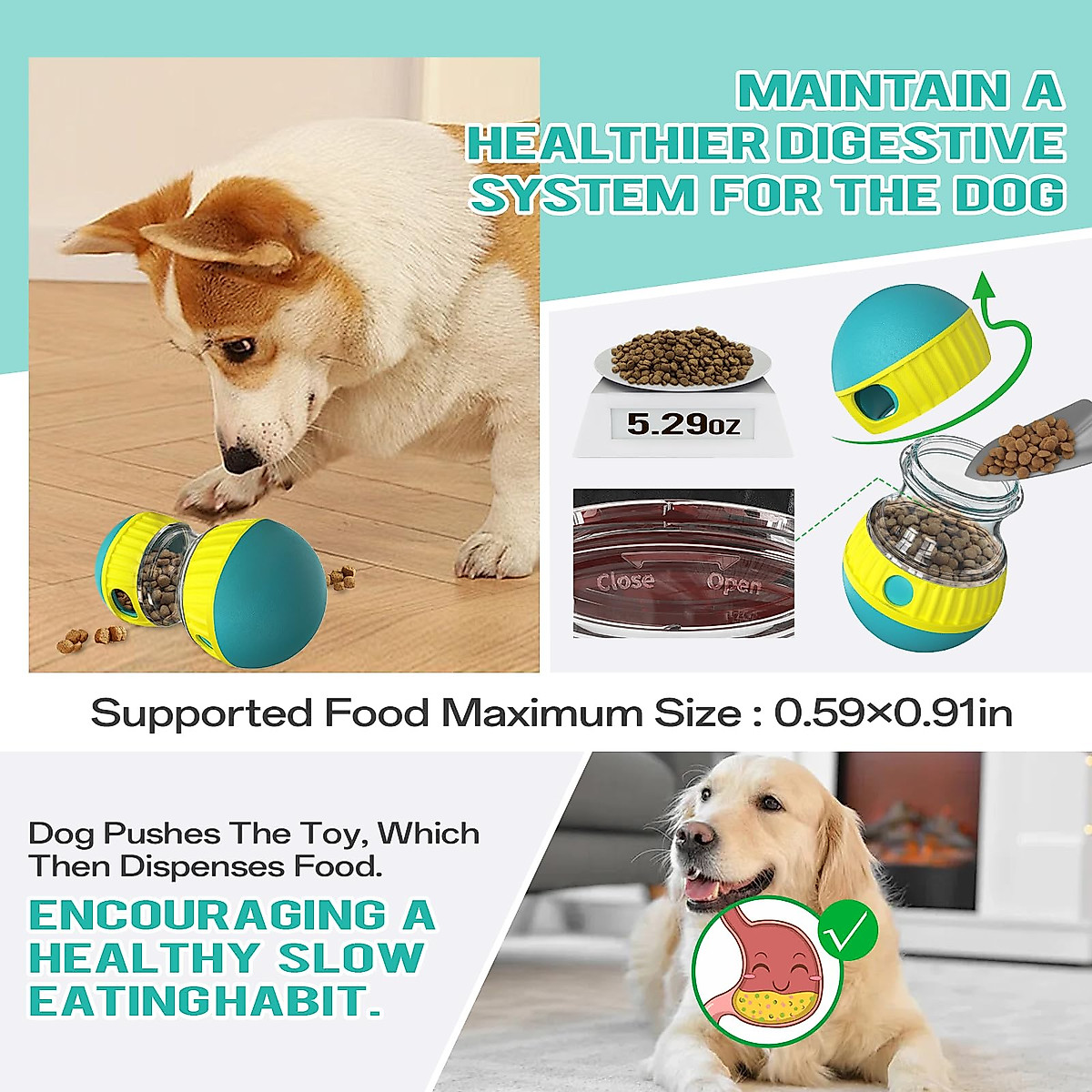 YXX-TECH Dog Puzzle Toys, Adjustable Dog Treat Dispensing,Interactive Dog Enrichment Toy to Keep Them Busy,Food Puzzles Ball for Dogs, Puppy Slow Feeder for Boredom and Stimulating IQ Training (Blue)