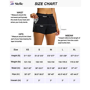 Stelle Women's Hiking Shorts Workout Athletic Gym Running Lounge Shorts with Side Pocket 3" (Black, M)
