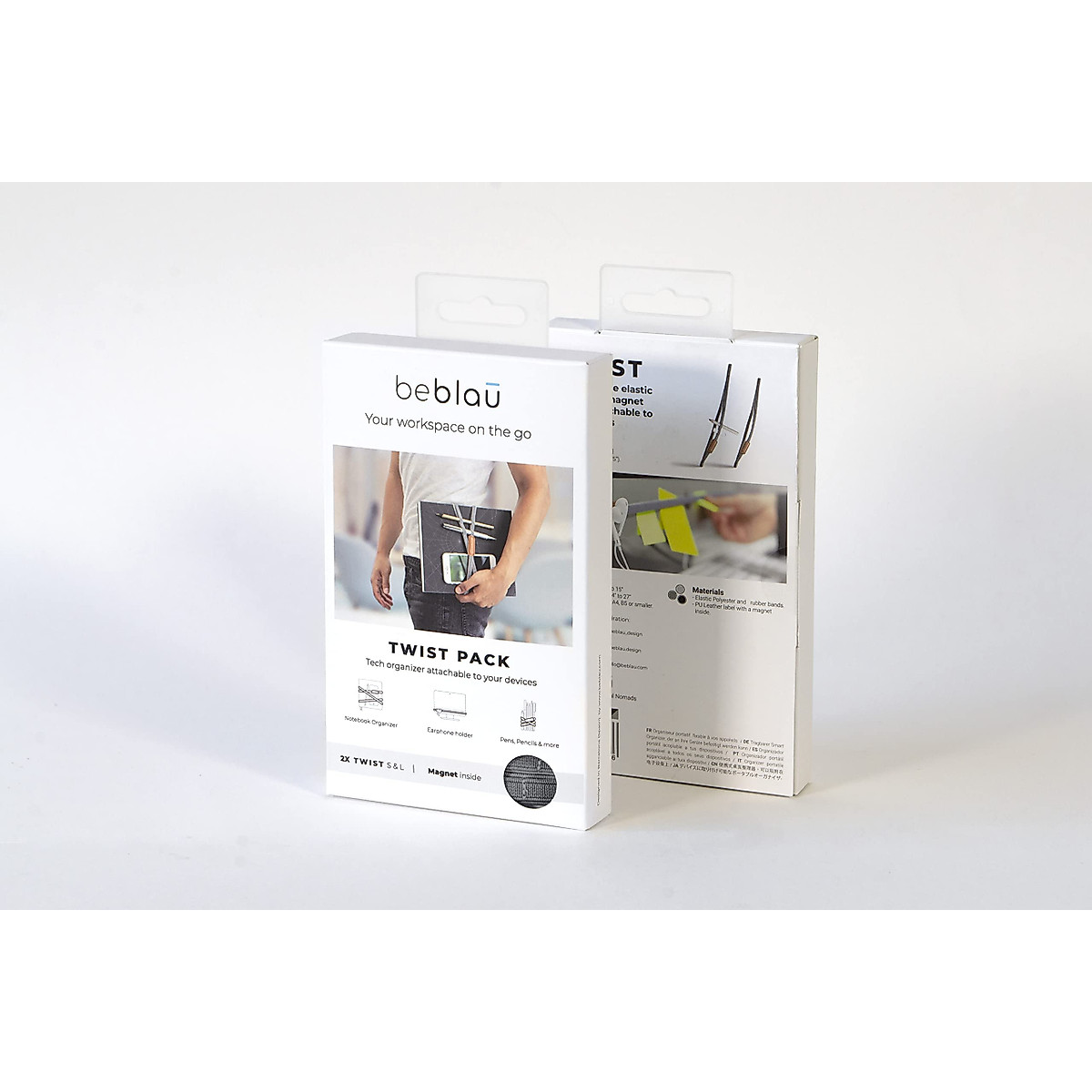 Beblau TWIST PACK (S & L included) ELASTIC PORTABLE ORGANIZER attachable to your laptop, notebook, PC screen.. Anything! Office, Home & School | Laptop accessory | Backpack | PERSONAL ORGANIZER