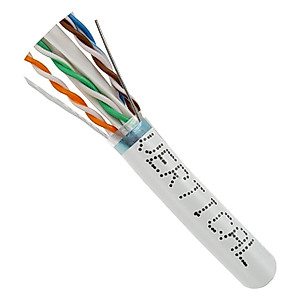 Vertical Cable Cat6A 10G, Shielded, 23AWG, Solid Bare Copper, PVC, 1000ft, Bulk Ethernet Cable, White