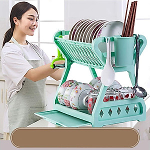 DOITOOL Lid Holder Dish Drying Rack Large Dish Drying Rack with Drainboard Lip Gloss Kit Towel Organizer Towel Drying Rack Dish Drain Rack Dishwasher Bracket 2 Tier Set Cupboard