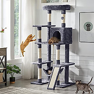 Yaheetech Cat Tree Cat Tower, 63 Inches Multi-Level Cat Tree for Indoor Cats, Tall Cat Tree with Sisal-Covered Scratching Posts & Condo, Cat Furniture Activity Center for Cats Kitten