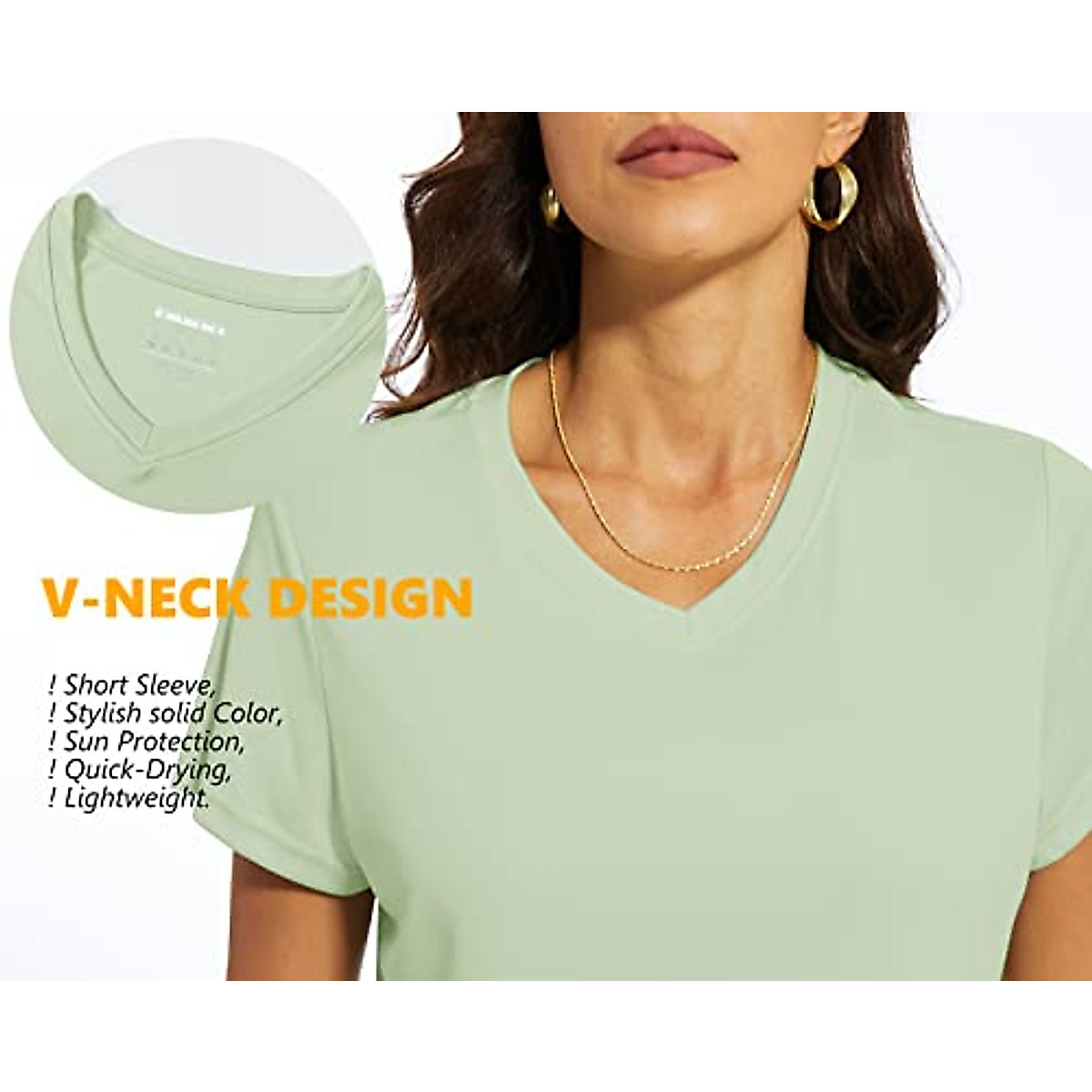 TACVASEN Womens T-Shirts Short Sleeve Shirts Summer Shirt Swim Shirts Rash Guard Quick Dry T Shirt Athletic Shirts Sun Protection Shirt Workout Shirts UV Shirts for Women Light Green