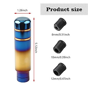 UGSHY 1 PC 5In Aluminum Alloy Heavy Weighted Shifter Knob, Metal Gear Stick Shifter Handle with Hread Adapters, Universal Weighted Gear Lever for Most Manual Automatic Transmissions (Baked Blue)