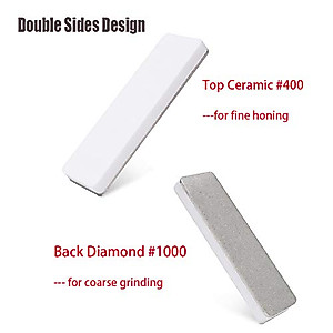 Diamond Sharpening Stone Knife Sharpener Mini Compact Double Side for Pocket 400/1000 with Ceramic Silver-1pcs,2-15/16 inchx1 inchx1/4 inch