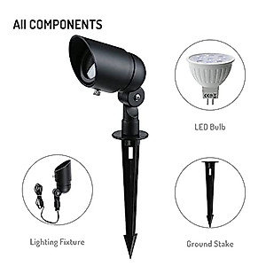 4W LED Landscape Lights Low Voltage Landscape Lighting Spotlights GL103-BKLED8 AC/DC 12V Warm White Waterproof for Driveway,Yard, Lawn,Patio,Walls,Trees,Flags,Outdoor Light (Black, 8 Pack)