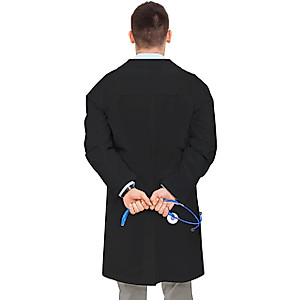 NY Threads Professional Lab Coat for Men Poly Cotton Long Sleeve Medical Coat, X-Small, Black