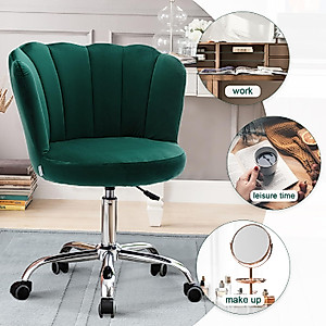 Recaceik Modern Velvet Chair, Adjustable Swivel Home Office Desk Chair, Green, 22D x 16W x 36H Inch, 250 pounds Weight Capacity