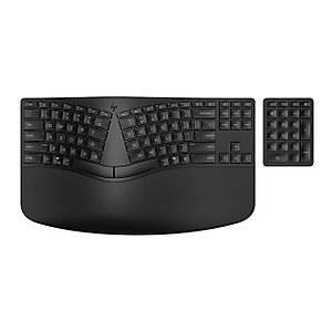 HP 960 Ergonomic Wireless Keyboard - Connect 3 Devices with Bluetooth & Unifying Dongle Connectivity - 20 Programmable Keys, Detached Numeric Keypad - Extra-Large Foam Wrist Rest, Long Battery Life