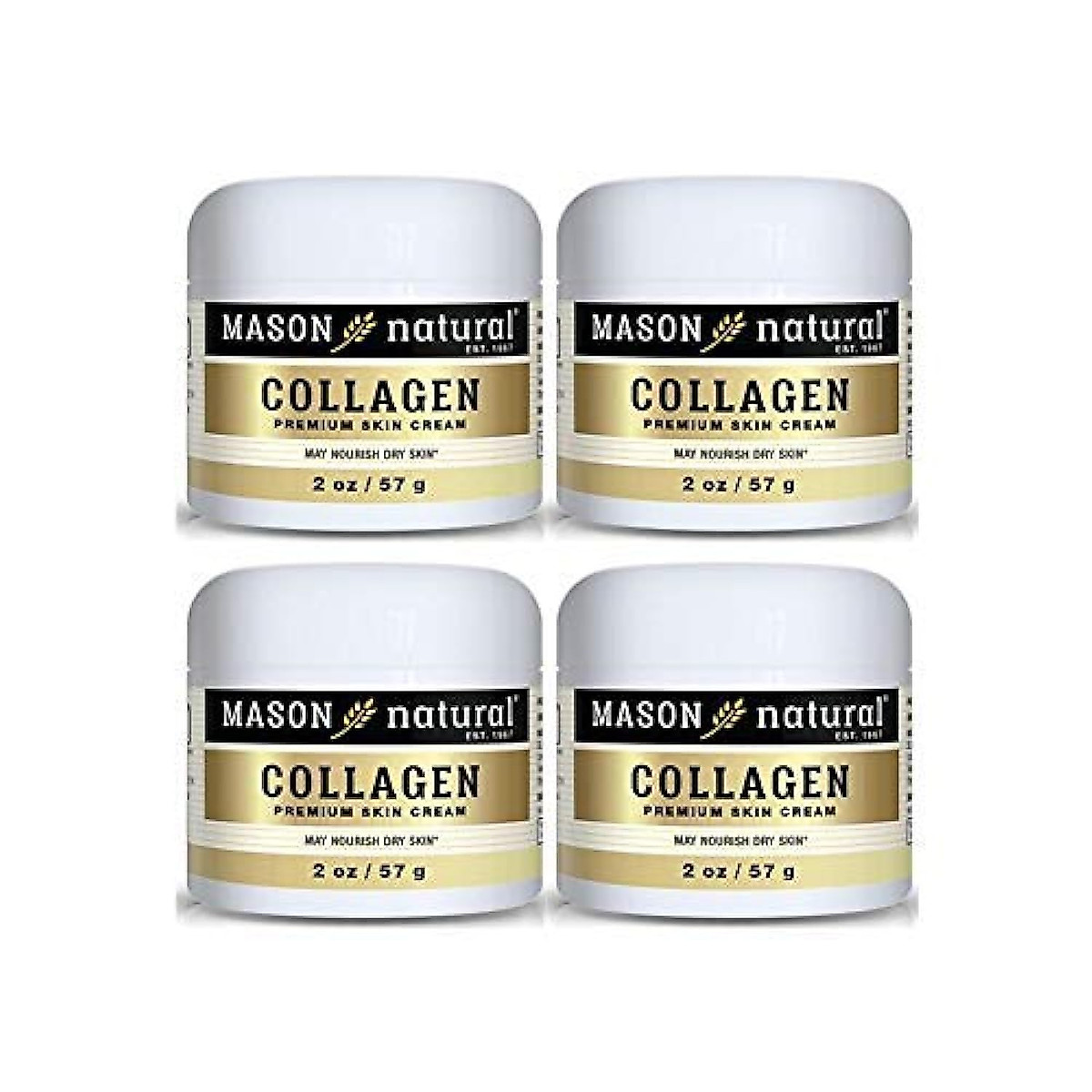 MASON NATURAL Collagen Premium Skin Cream - Anti Aging Face and Body Moisturizer, Intense Skin Hydration and Firmness, Pear Scent, Paraben Free, 2 OZ (4-Pack)