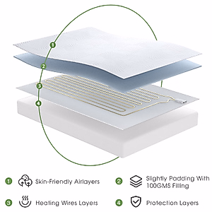 Full Size Electric Heated Mattress Pad 10 Heat Settings Single Control with Memory Timer for 1-12 Hours Auto Off, Lighted Button