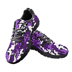 Wanyint Purple Camo Women Running Shoes Army Camouflage Lightweight Girls' Black Sole Sneakers Hiking Camping Mesh Air Training Athletic Shoes Tennis Shoes