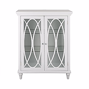 Elegant Home Fashions 32" H Florence Double Door Floor Cabinet with 2 Adjustable Tempered Glass Shelves