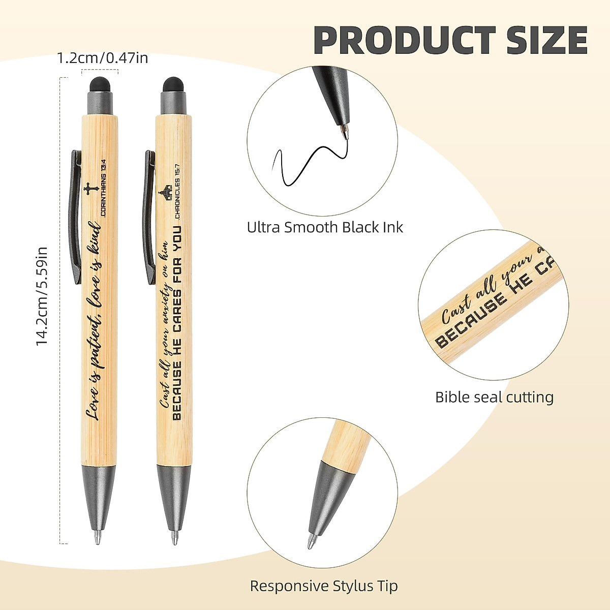 INSADA Bible Inspirational Stylus Pens Bulk Christian Pens with Scripture Great for All Ages Office and School Also Makes Great Gifts （10 Count）