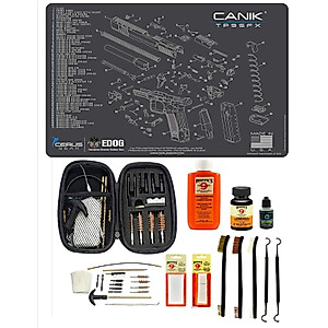 EDOG Range Warrior 27 Pc Gun Cleaning Kit - Compatible with Canik TP9 SFX - Schematic (Exploded View) Mat, Range Warrior Universal .22 9mm - .45 Kit & Tac Book Accessories Set