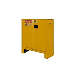 Durham 1030ML-50 Flammable Safety Cabinet with 2 Manual Door and Legs, 43" x 18" x 50", 30 gal Capacity, Yellow
