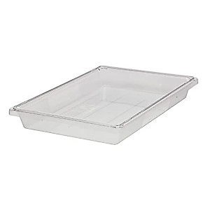 Rubbermaid Commercial Products Large Shallow Food Storage Container for Kitchen Restaurant Use, 5 Gallon Clear, 26 x 18 x 3.5 inches