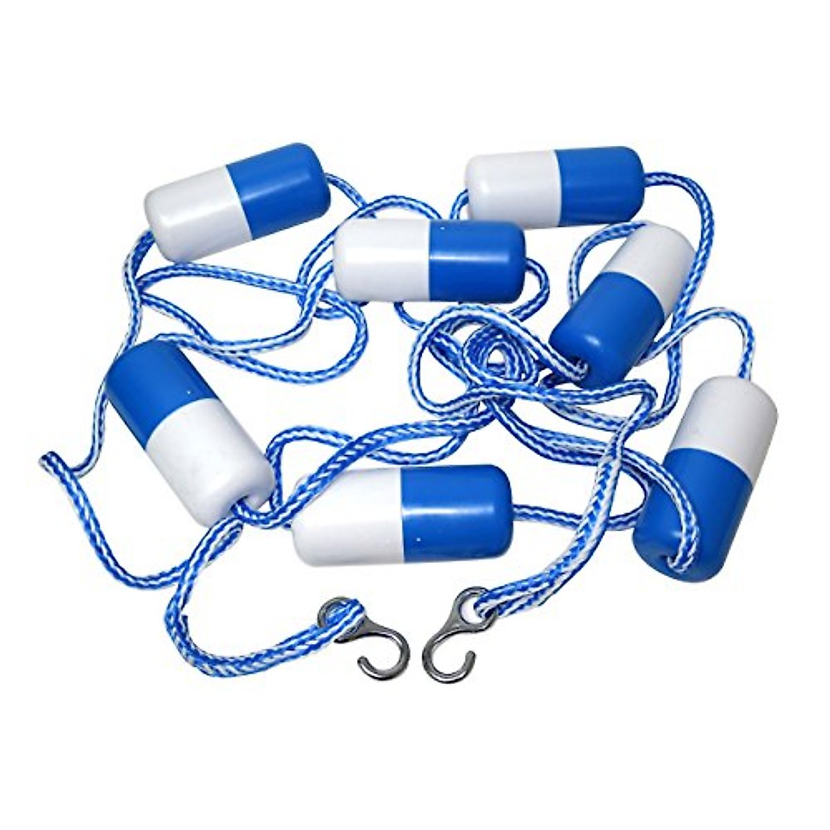 ATIE 18' Swimming Pool Safety Divider Rope and Float Line with 2 Pre-Assembled Stainless Hooks and 7 Bi-Tone Floating Buoys for Effective Visibility (18 FT)