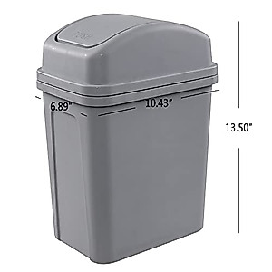 HOMMP 2 Gallon Small Swing Lid Trash Can, Swing-Top Garbage Can, Gray