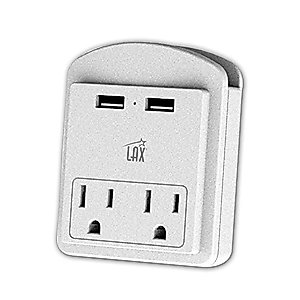 LAX Gadgets Multi-Plug Outlet - Surge Protectors 2 Wall Outlet Extender with 2 USB Ports - Suitable for Home, Office, & School - White, 2 Wall Outlets and 2 USB Ports
