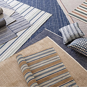 Dash and Albert Swedish Stripe Cotton Area Rug - 2' x 3' Blue - Striped Handwoven Accent Rug - Durable, Lightweight, High Traffic Areas - Hallways, Bedrooms, Stairs