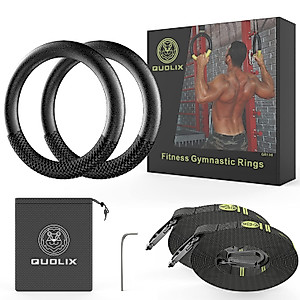Gymnastic Rings with Adjustable Straps, Gymnastics Rings for Men with Anti-slip Tape, All-in-One Suspension Trainer Straps, Strong Buckle Pull Up Rings with Straps for Gym, Exercise, Workout, Crossfit