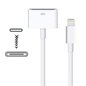 Apple Lightning to 30 Pin Adapter,MFi Certified 8 Pin Male to 30 Pin Female Connector Converter with iPhone Lightning Charger Cable Cord Compatible iPhone 12 11 X 8 7 6P 5S 4S 4 3 3G/iPad/iPod White