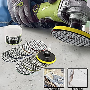 FACHLICH Dry Diamond Polishing Pads 10pcs/kit 4" Mixed Grits for Granite Marble Quartz Stone Countertop Sanding Grinder or Polisher Pads