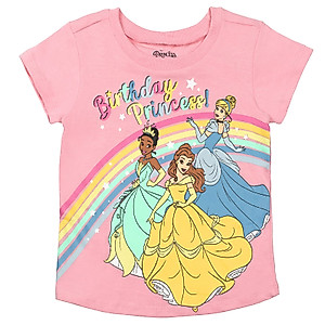 Disney Beauty and The Beast Princess Belle Cinderella Tiana Toddler Girls T-Shirt 4T Pink
