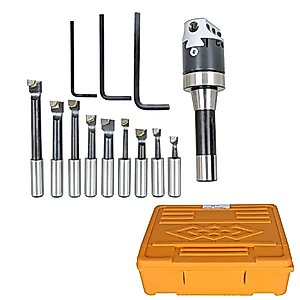 LiGuVCY 9 Piece 1/2 Inch Hard Alloy Boring Bar Set R8 Handle 2 Inch Boring Head 3 Piece Hexagonal Wrench for Boring Boring Excircle Boring End Face Etc