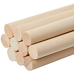Unfinished Birch Dowel Rods for Crafts – 10-Pack, 3/4 x 12 in. Kiln-Dried Wooden Dowel Rod Craft Sticks in Bulk – Durable Wood Sticks That Resist Warping for Home, School, DIY, & More by Hygloss