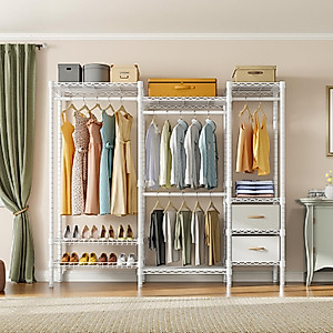 VIPEK V8 White Metal Clothes Rack, Adjustable Shelves, Holds 816 lbs, Compact Design, Easy Assembly