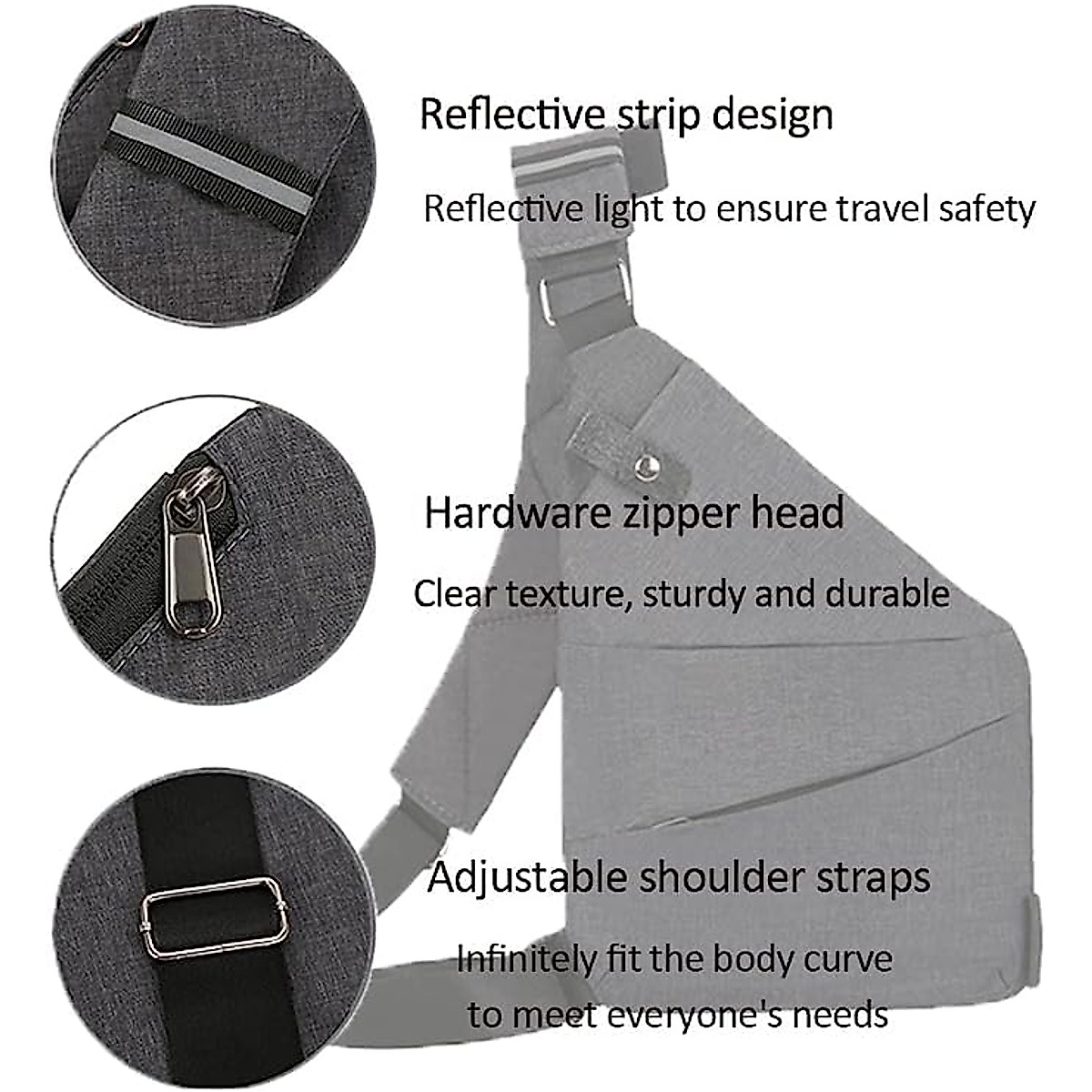 Personal Flex Bag,Anti-thief Slim Sling Bag Personal Pocket Bag,Multipurpose Crossbody Backpack for Outdoor Travel (Black Right Hand)