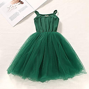 Toddler Dress Baby Girls Tutu Playwear Sleeveless Birthday Party Outfit Infant Tulle Sundress Knee Length 2-3T Green