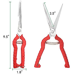 TOOLTENG Extra Long Stainless Steel pruners Bonsai Plant Trimming Scissors for thorny roses plant Flowers Harvesting Herbs Fruits or Vegetables prune corners dense areas Garden shears with sheath