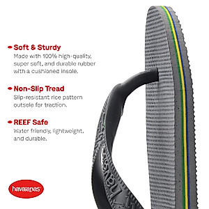 Havaianas Men's Brazil Flip Flop Sandals, Steel Grey, Size 11/12