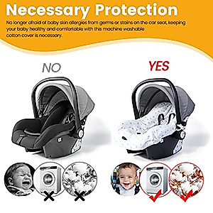 Orzbow Carseat Cover Liner Universal, 100% Cotton Carseat Cover Breathable Prevent Wear & Dirt Suitable Carseat (0-12m）