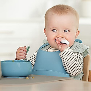 NumNum Non-Slip Silicone Placemats for Babies, Toddlers, and Kids | Durable 100% Food Grade Silicone BPA-Free | Portable Table Mat for Dining Table & Restaurants | 4 Months+ (Gray/Green), 2 Pack