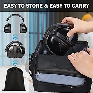 BJKing Noise Reduction Safety Ear Muffs, Hearing Protection Earmuffs with Adjustable Headband, NRR 28dB Noise Sound Protection Headphones for Shooting Mowing Construction Woodwork Adult Kids Autism