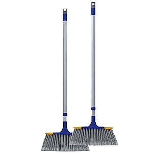 Slim Angle Broom with Extendable Handle 53" Long, Durable Collapsible Broom for Home, Kitchen, RV, Travel (Blue, 2)