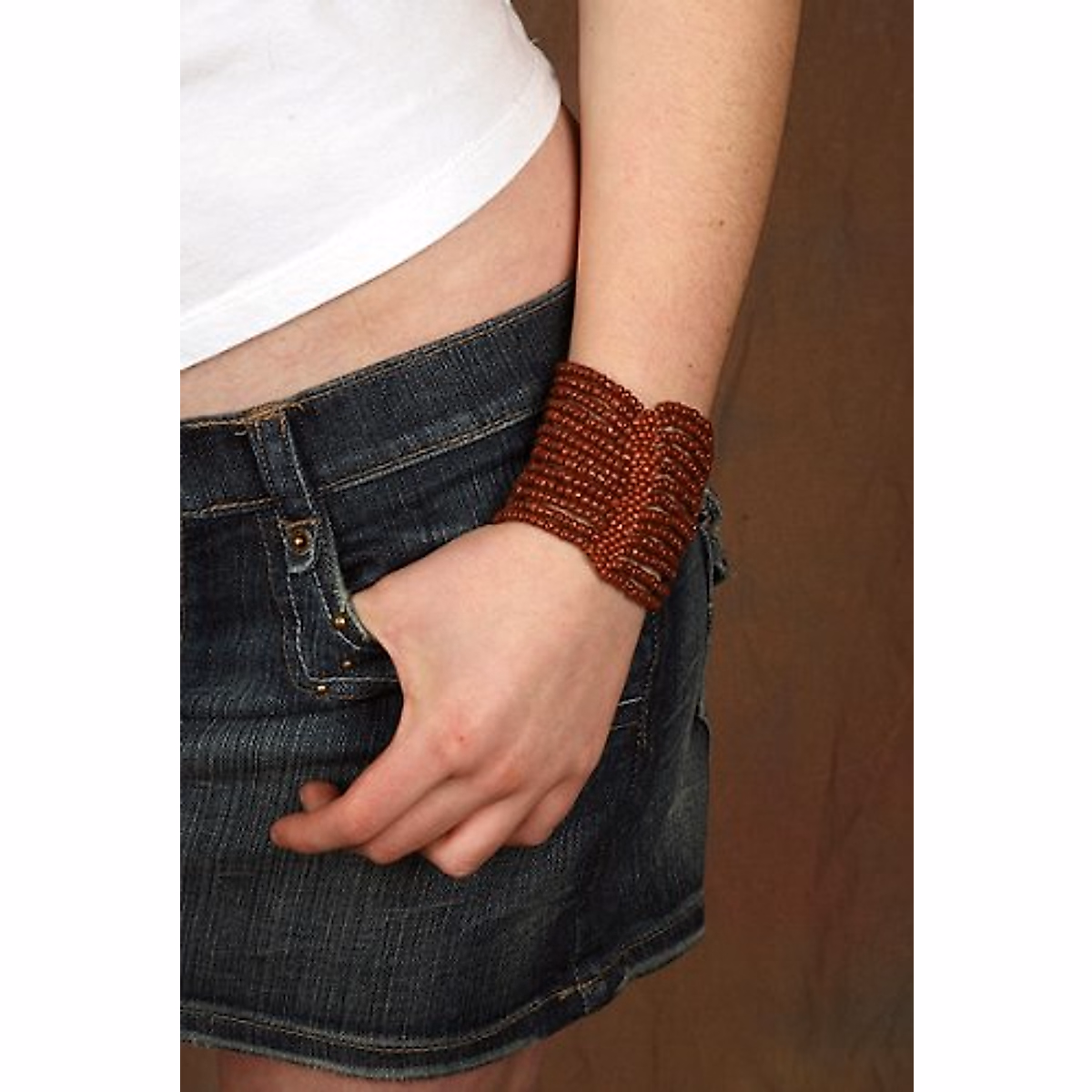 Curious Designs Cuff Bracelet, Black and 1 Assorted - Glass Beaded Stretch Style, Elastic, 6.5 to 8 Inches