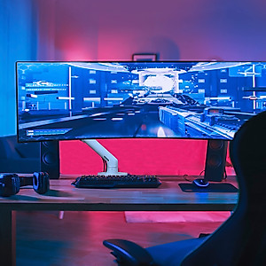 Ergotron – HX HD Premium Heavy Duty Gaming Monitor Arm, Single Monitor Desk Mount – for 1000R Curved Ultrawide Monitors Up to 49 Inches, 28 to 42 lbs, VESA 75x75mm or 100x100mm – HD Pivot, White