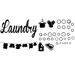 Summerjokes Laundry Funny Wall Sticker Decal Vinyl Sticker, Family Bathroom Toilet Spa Art Wall Decoration
