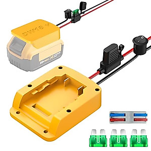 Kzreect Power Wheels Adapter for Dewalt 20V Battery Adapter, 20V Power Wheels Battery Converter Kit for DIY RC Toys Adapter Set with Fuses Holder and Switch, Wire Terminals, 12AWG Wire