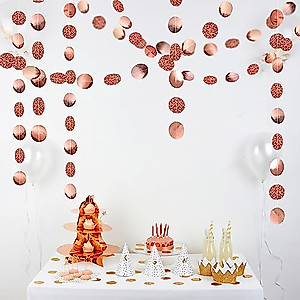 ccHuDE 4 Pcs Circle Dots Garland Glitter Hanging Garland Party Decor Banner Backdrop Circle Streamers Party Decorations for Birthday Wedding Christmas Rose Gold