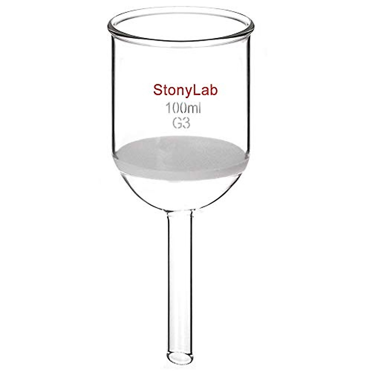 StonyLab Borosilicate Glass Buchner Filtering Funnel with Fine Frit(G3), 56mm Inner-Diameter, 60mm Depth (100ml)