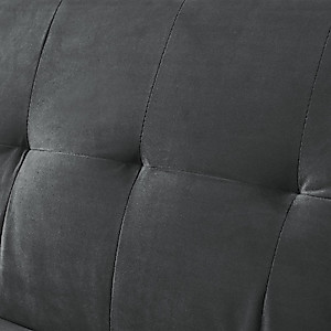 Favfurish 78" Italian Velvet Futon Sofa Bed,with Storage Bags Folded Armrests,Convertible Sleeper Loveseat Couch,w/Gold Stainless Steel Feet,for Living Room,Small Space,Bedroom,Black