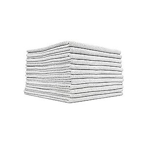 The Rag Company - The Edgeless Pearl - Professional Microfiber Detailing Towel for Ceramic Coating Leveling and Sealant Removal, Scratch-Free with No Tags, 320gsm, 16in x 16in, Ice Grey (12-Pack)