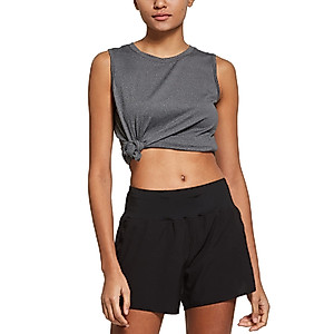 baleaf Women's Workout Tops Sleeveless Running Yoga Tops Gym Atnletic Shirts Activewear Gray Size L