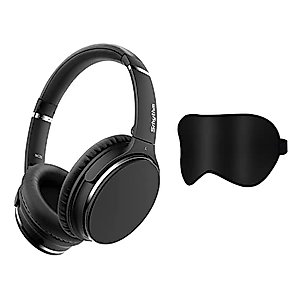 Srhythm NC25 Active Noise Cancelling Stereo Headphones Bluetooth 5.0, ANC Headset Over-Ear Bundle with Comfortable&Soft Sleep Mask with Adjustable Strap to Block Light